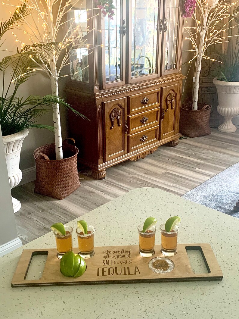 Tequila Shot Serving Tray With Handles Serving Tray Shot - Etsy