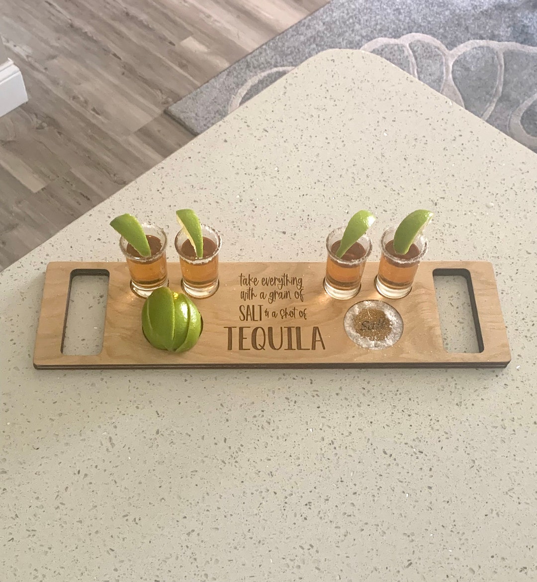 Tequila Shot Serving Tray With Handles, Serving Tray, Shot Board ...