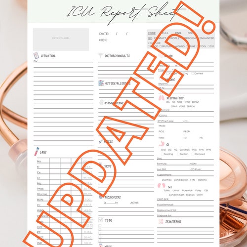 ICU Nurse Report Sheet W/ Lab Chart - Etsy