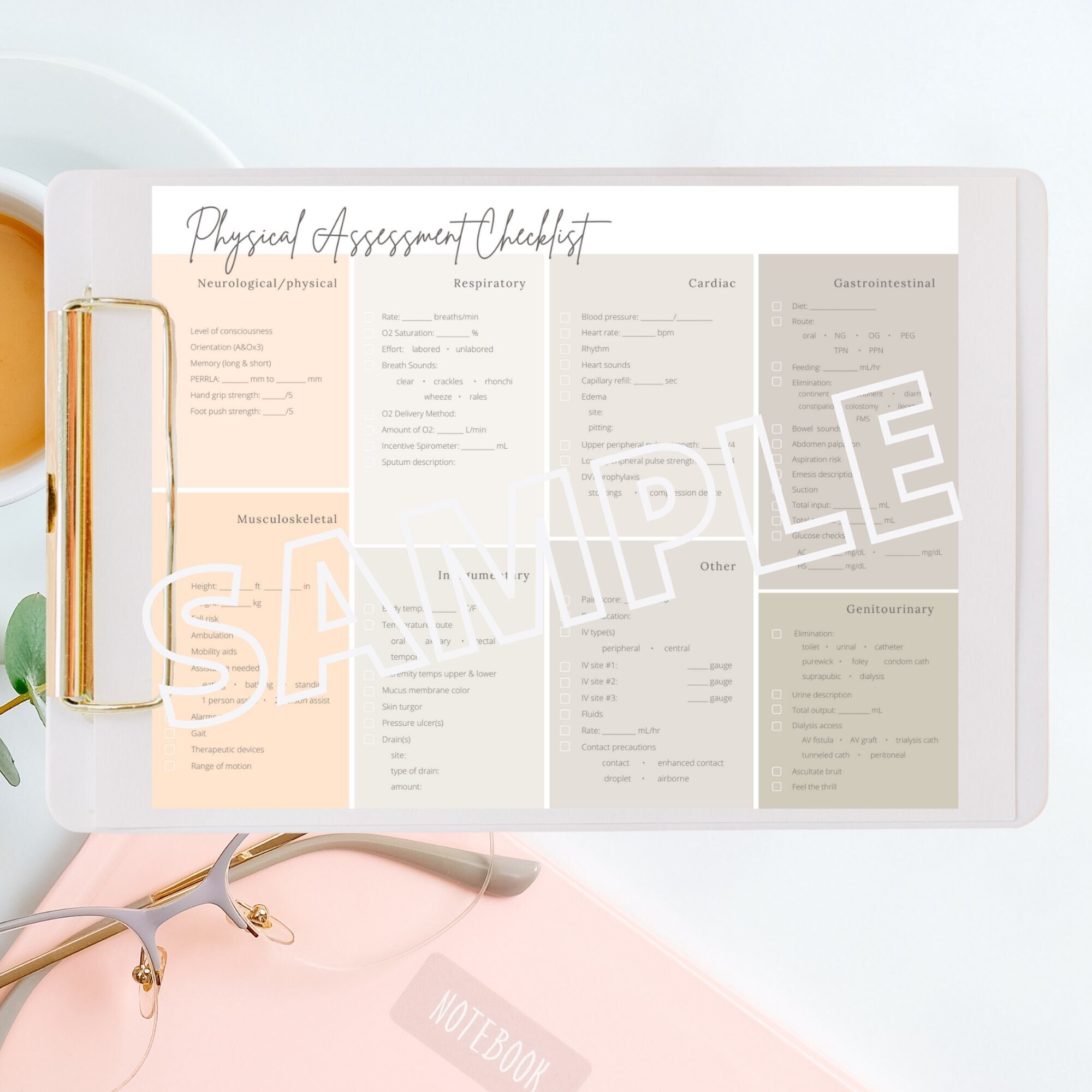 Nursing Student Clinical Checklist (peach) - Etsy
