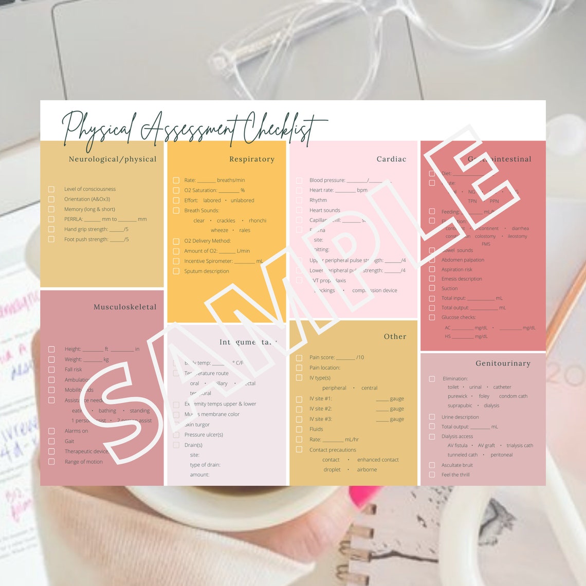 Nursing Student Clinical Checklist multicolored - Etsy