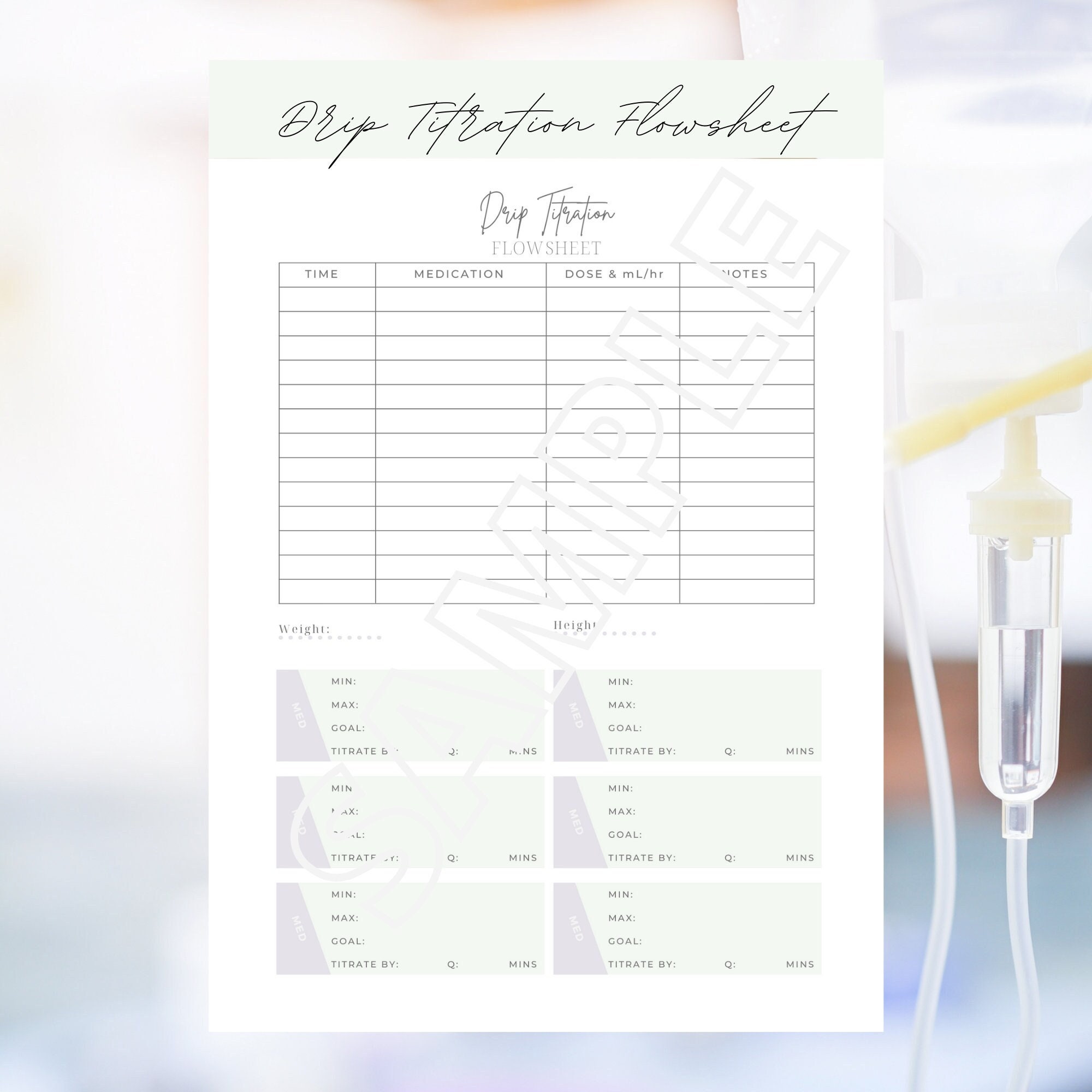 Drip Titration Flowsheet - Etsy