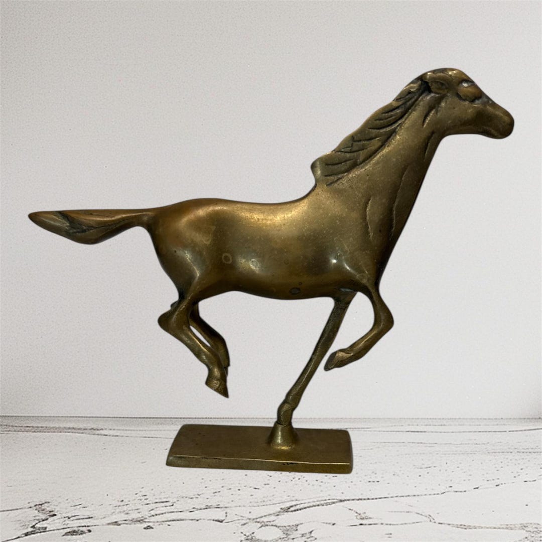 Vintage Brass Galloping Figurine - Mid Century Decor - Etsy