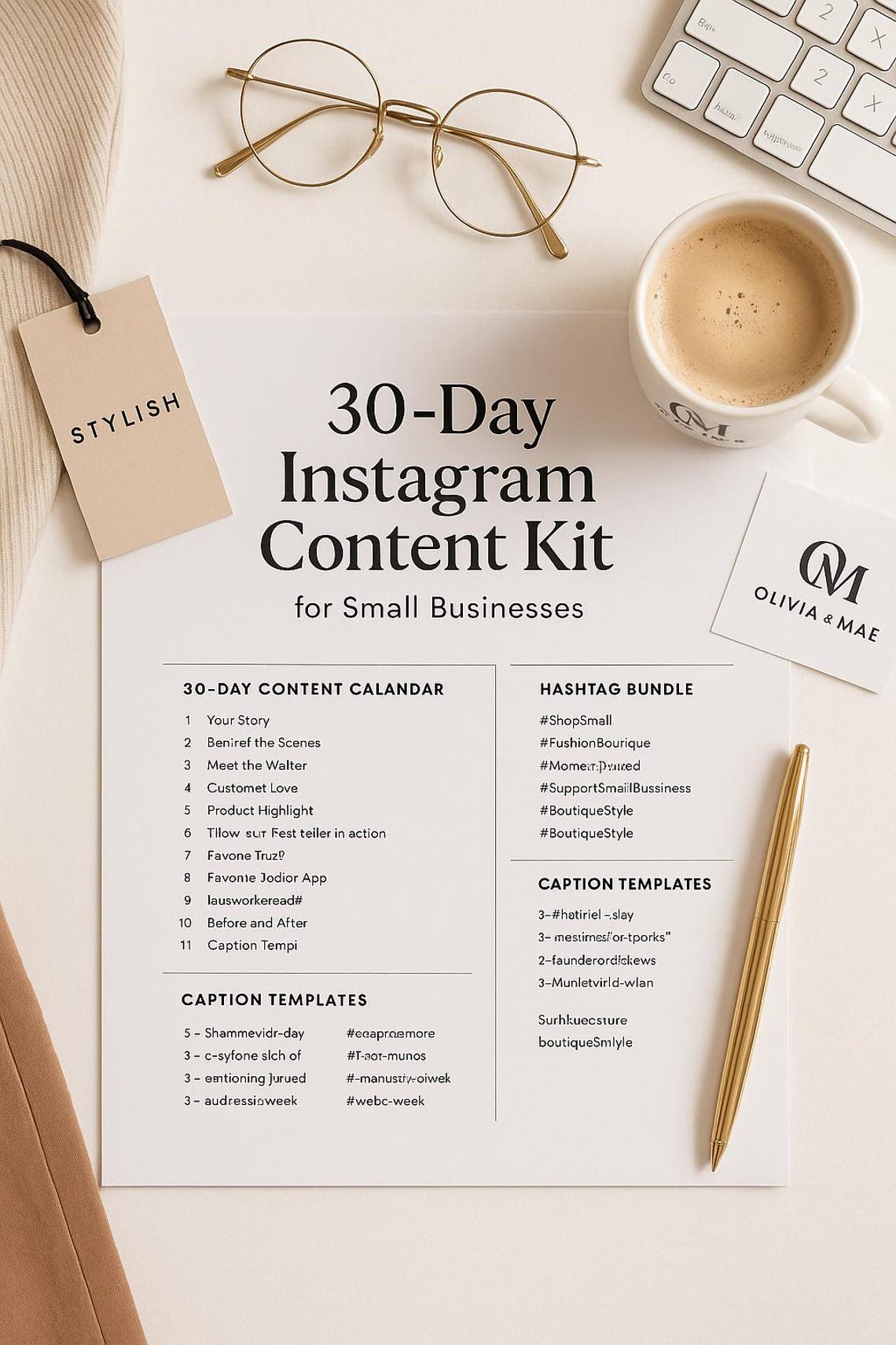 30-day Instagram Content Calendar for Small Business | Social Media ...
