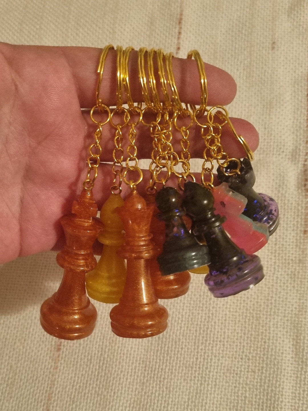 Keychain KING, QUEEN, Pawn Pocket Chessboard Tactical Accessory ...