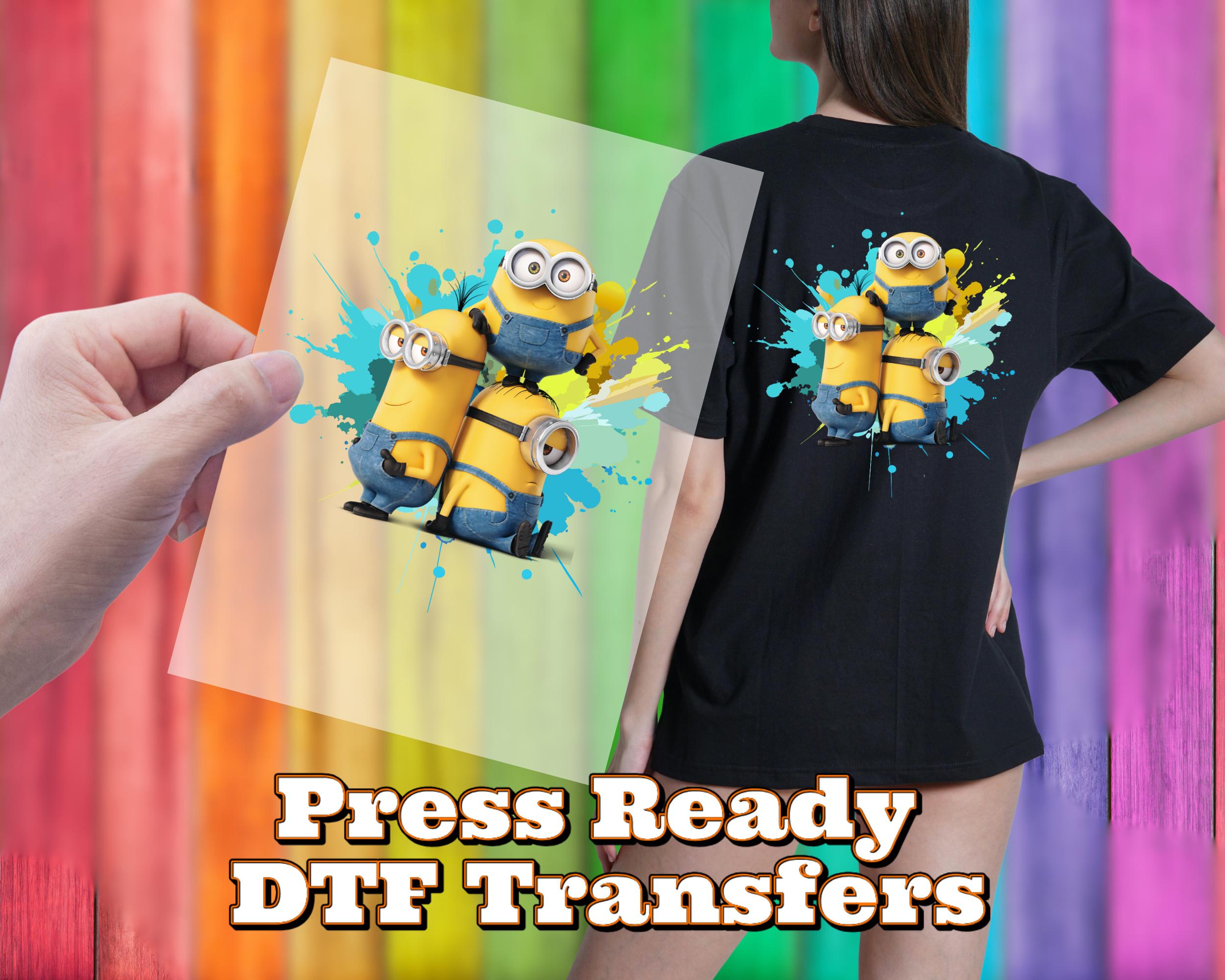 Colorful Minions DTF Transfer,vibrant Cartoon Faces Print,funny Yellow ...