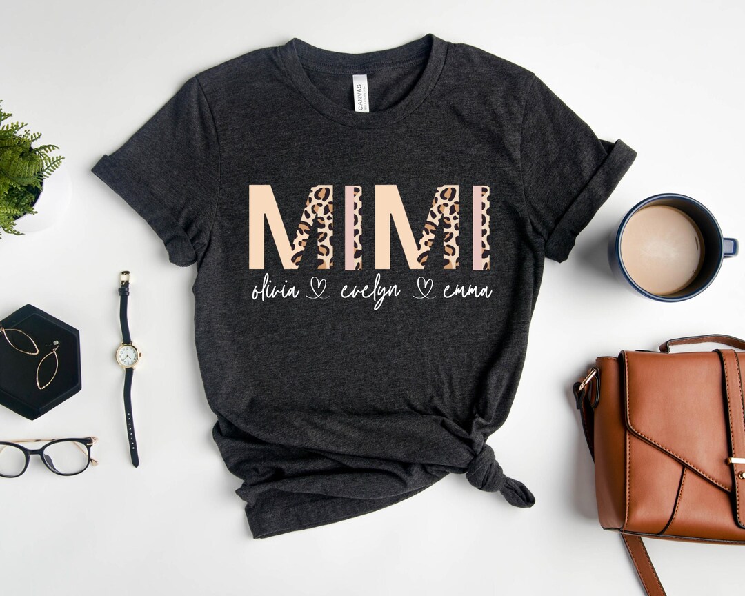 Personalized Mimi Shirt, Custom Grandma and Grandchildren Tee, Leopard ...