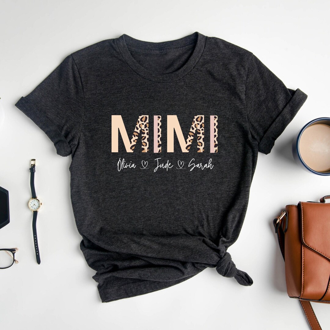 Personalized Mimi Shirt, Custom Grandma and Grandchildren Tee, Leopard ...