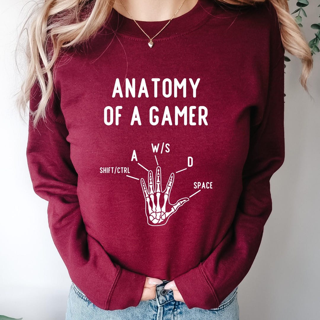 Sarcastic Anatomy of A Gamer Sweatshirt, Funny Gamer Hand Hoodie ...