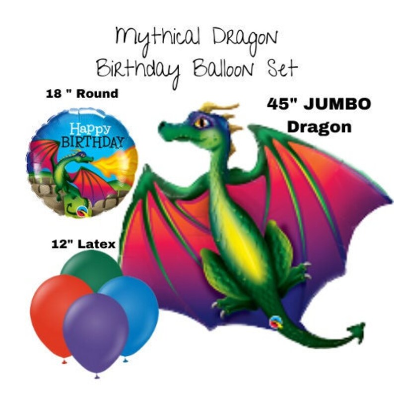 Mythical Dragon Birthday Balloons Jumbo 45 Dragon - Etsy