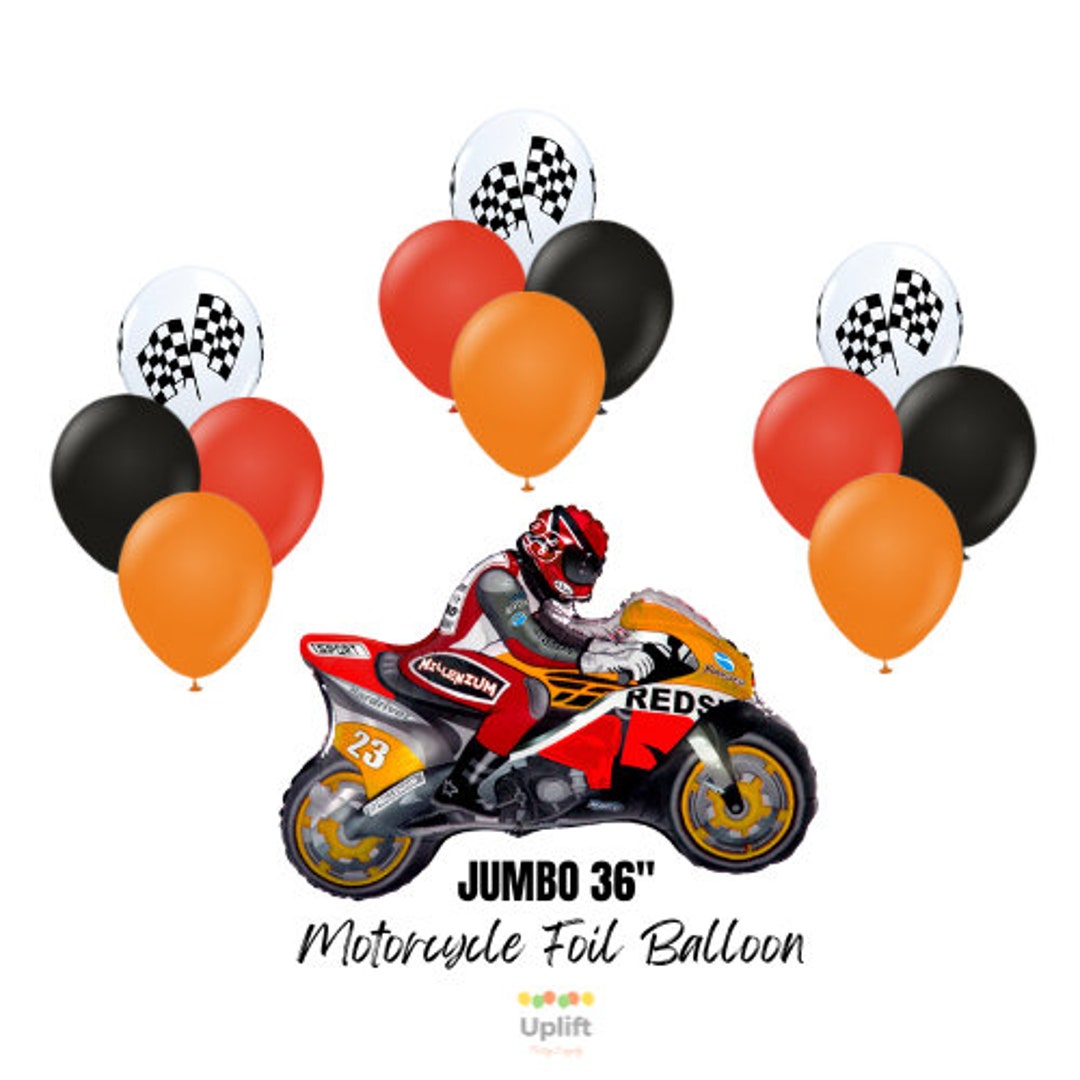 JUMBO 36" Motorcycle Racing Balloon | Motorcycle Birthday Balloons ...