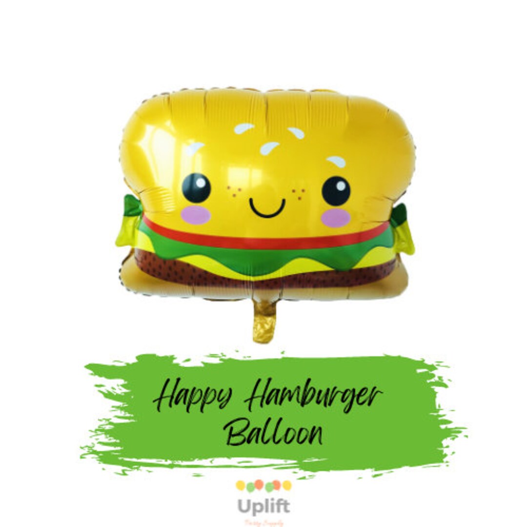 Happy Hamburger Balloon | Food Balloons | Cookout Party Decor | Burger ...