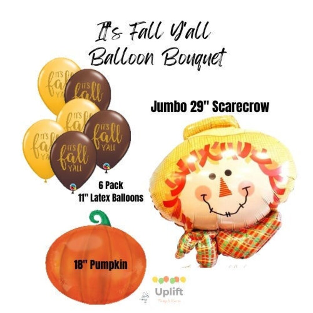 Fall Y'all Balloon Bouquet | Scarecrow Balloon | Fall Latex Balloons ...
