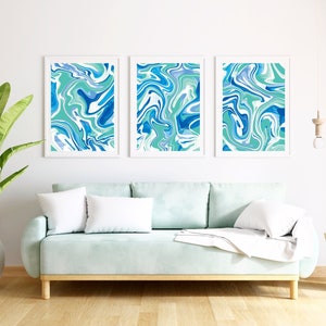 Preppy Wall Art Blue Set of 3, Preppy Room Decor Set of 3 Blue, Dorm ...