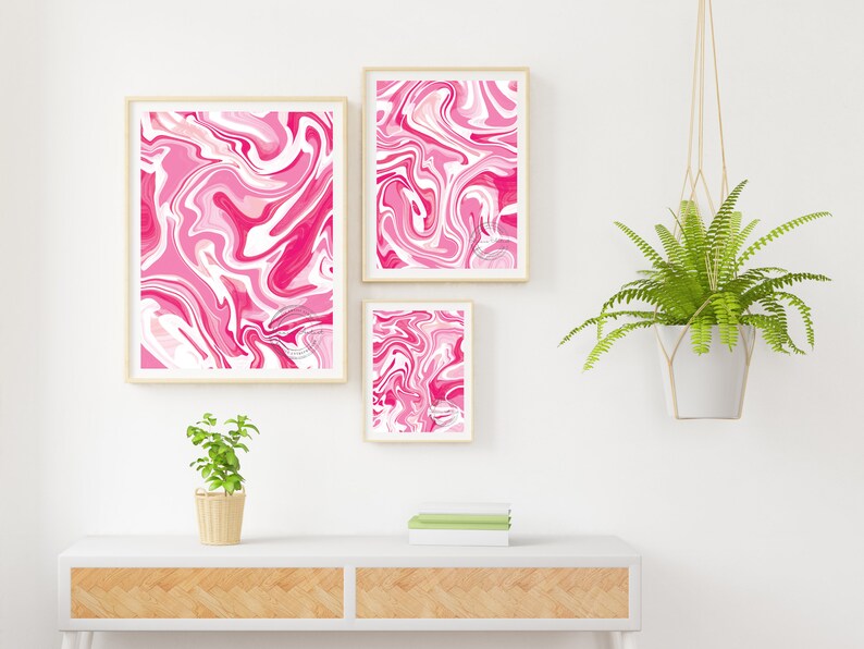 Preppy Wall Art Set of 3, Preppy Room Decor Set of 3, Preppy Paintings ...