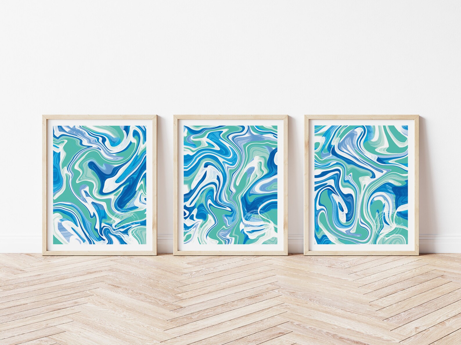 Preppy Wall Art Blue Set of 3, Preppy Room Decor Set of 3 Blue, Dorm ...