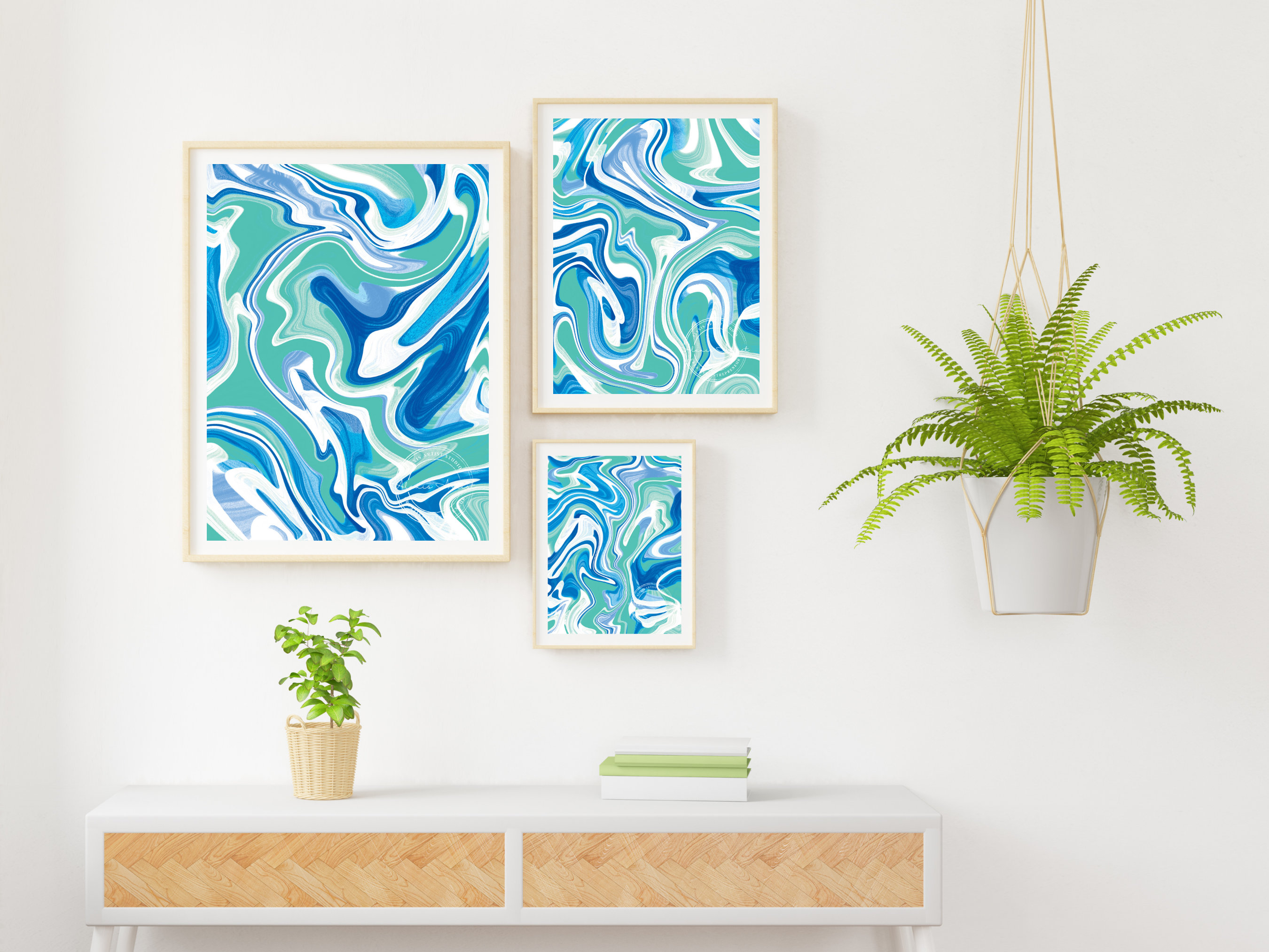 Preppy Wall Art Blue Set of 3, Preppy Room Decor Set of 3 Blue, Dorm ...