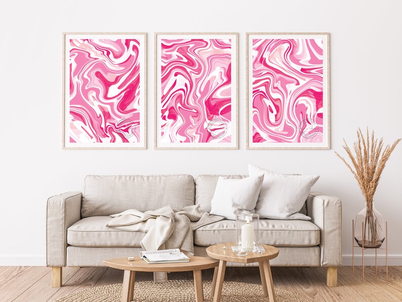 Preppy Wall Art Set of 3, Preppy Room Decor Set of 3, Preppy Paintings ...