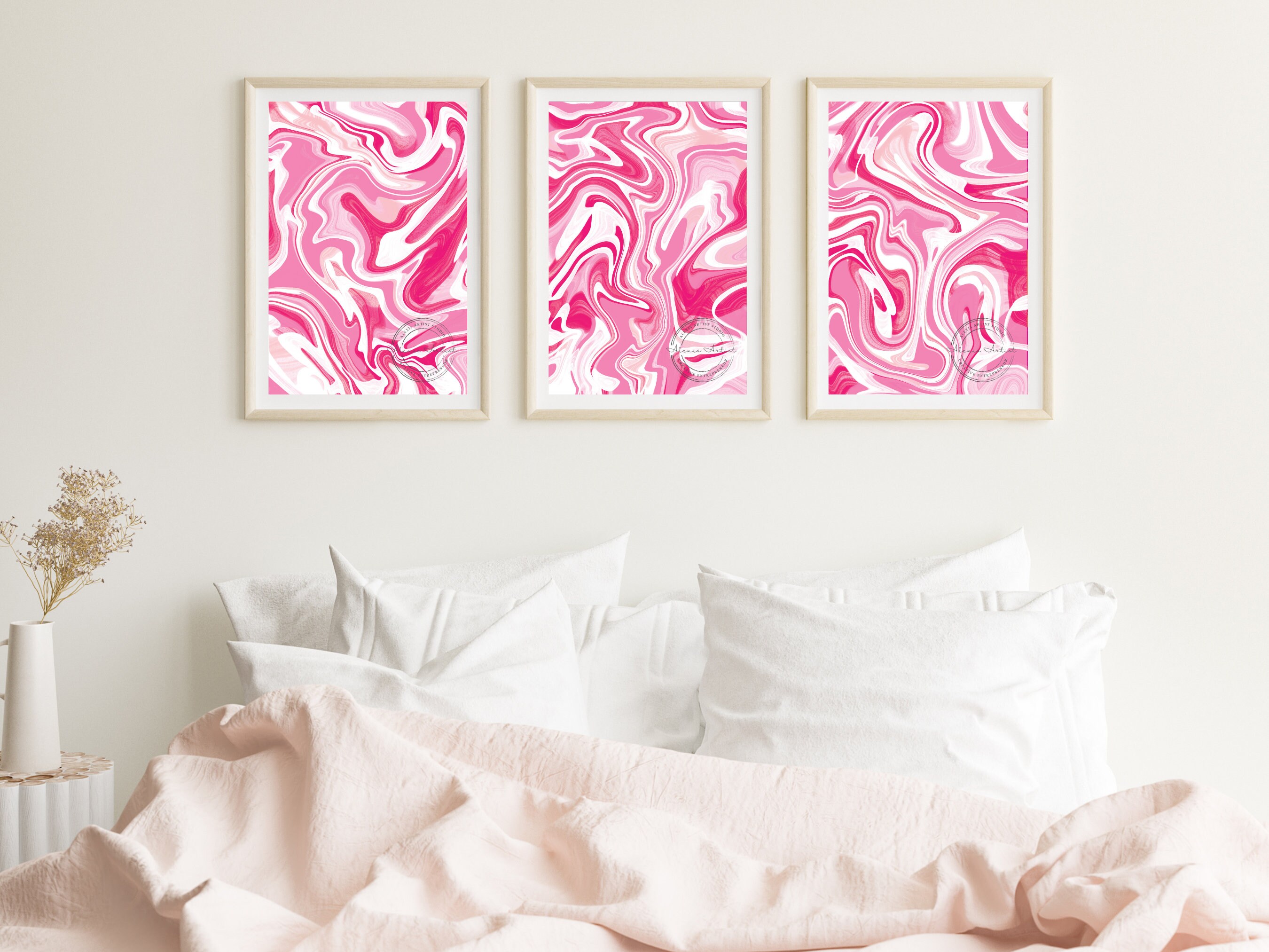 Preppy Wall Art Set Of 3 Preppy Room Decor Set Of 3 Preppy Paintings