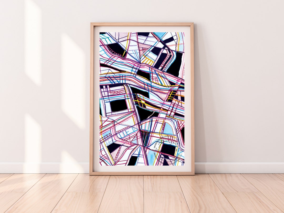 Abstract Map Painting, Extra Large Abstract Painting, Abstract Giclée ...
