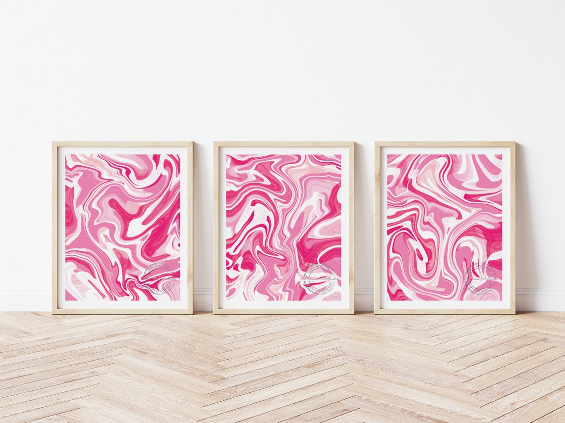 Preppy Wall Art Set of 3, Preppy Room Decor Set of 3, Preppy Paintings ...