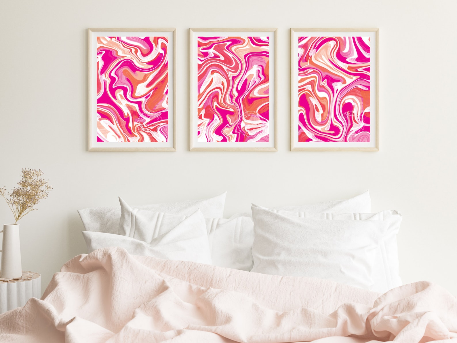 Preppy Wall Art Set of 3, Preppy Room Decor Set of 3, Preppy Paintings ...
