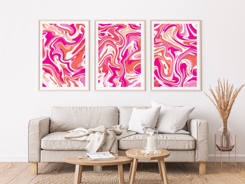 Preppy Wall Art Set of 3, Preppy Room Decor Set of 3, Preppy Paintings ...