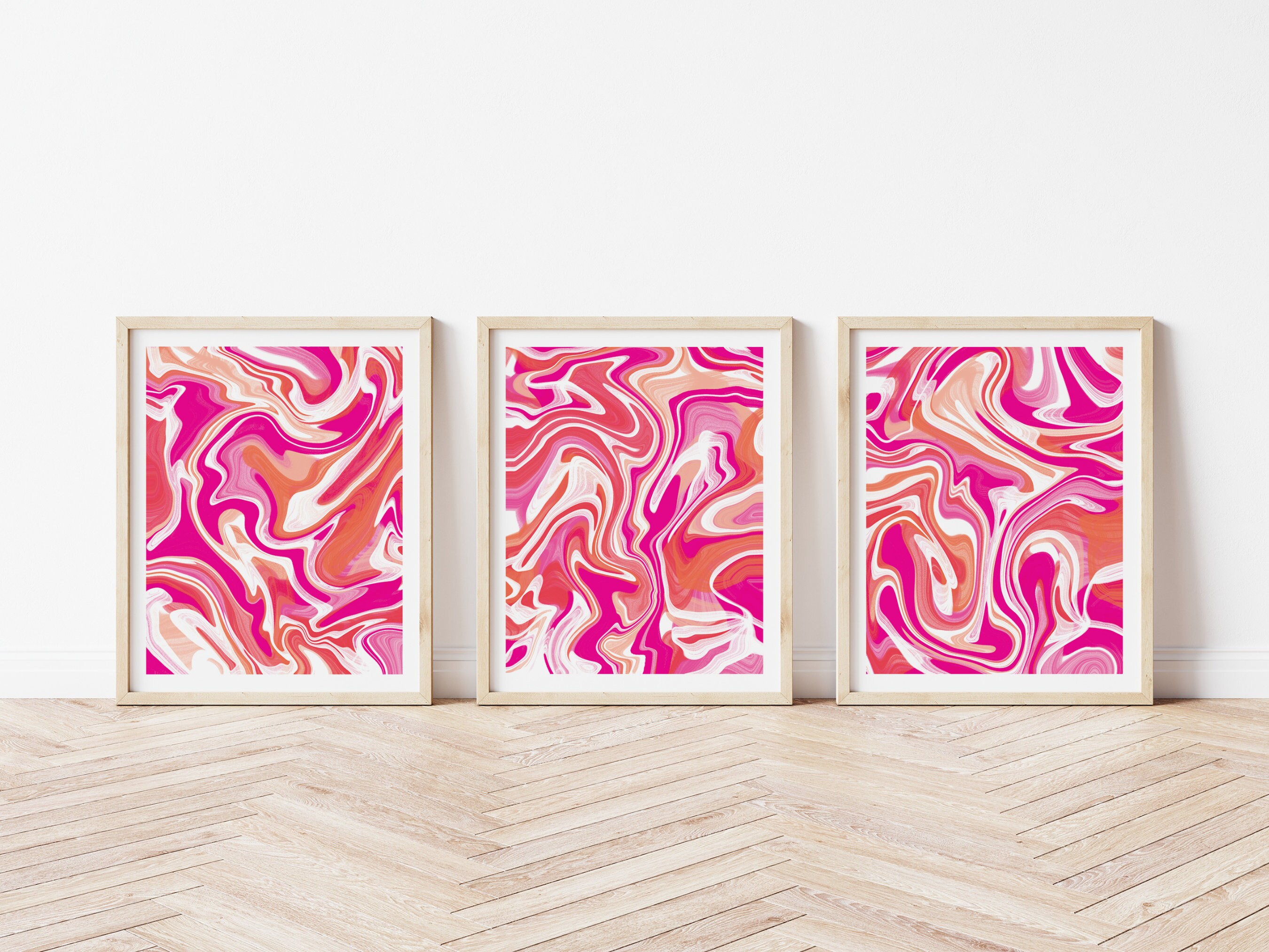 Preppy Wall Art Set of 3, Preppy Room Decor Set of 3, Preppy Paintings ...