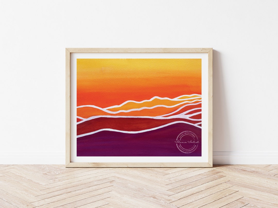 Simple Artwork, Warm Colors Wall Art, Simple Landscape Art, Printable ...