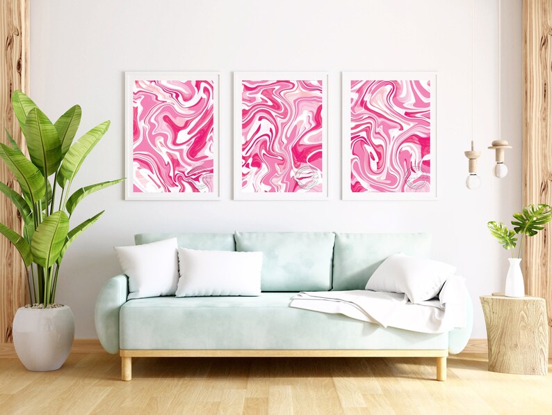 Preppy Wall Art Set of 3, Preppy Room Decor Set of 3, Preppy Paintings ...