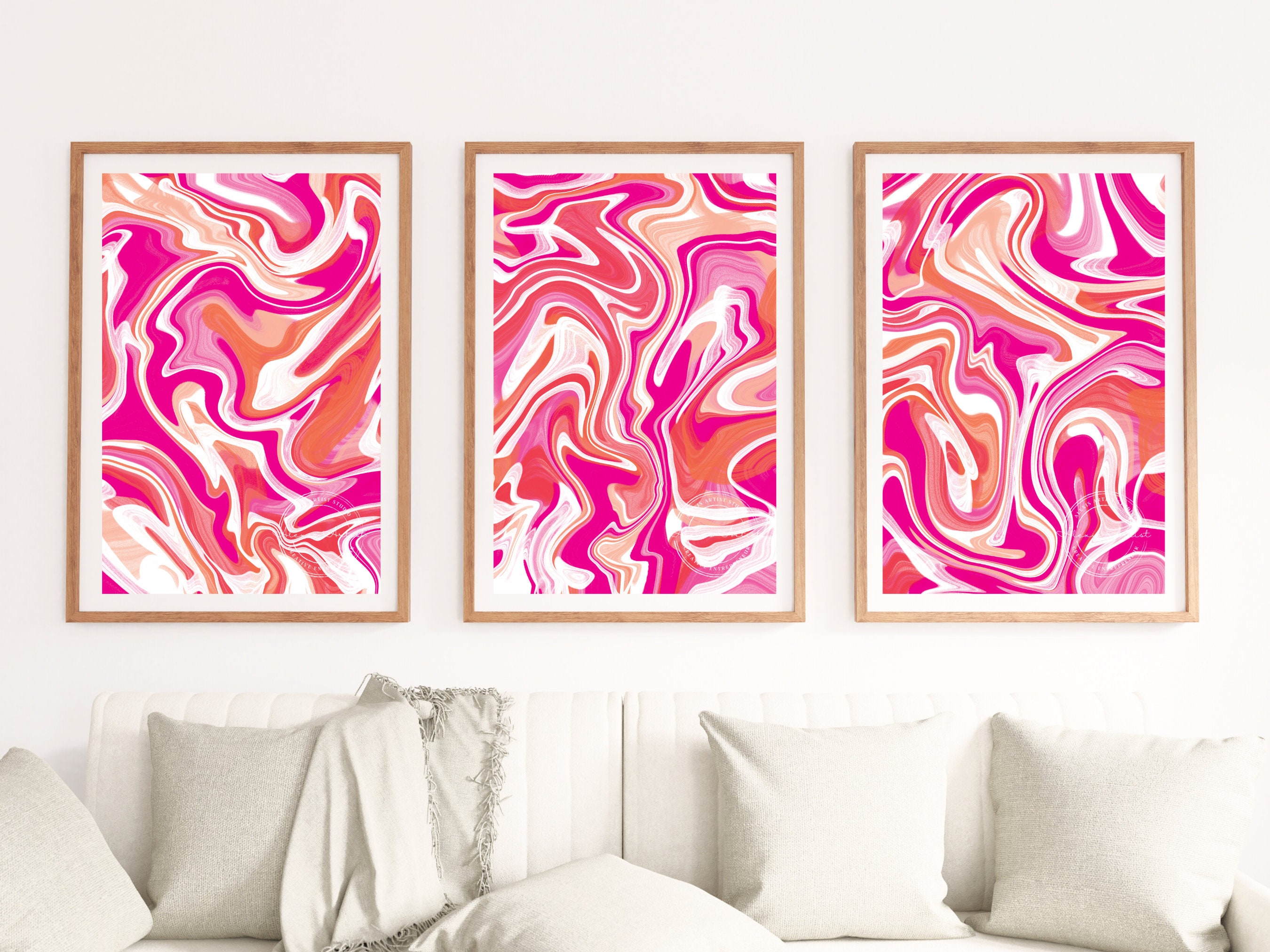 Preppy Wall Art Set of 3, Preppy Room Decor Set of 3, Preppy Paintings ...