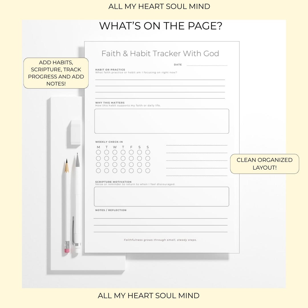 Faith & Habit Tracker Printable, Christian Habit Worksheet, Scripture ...