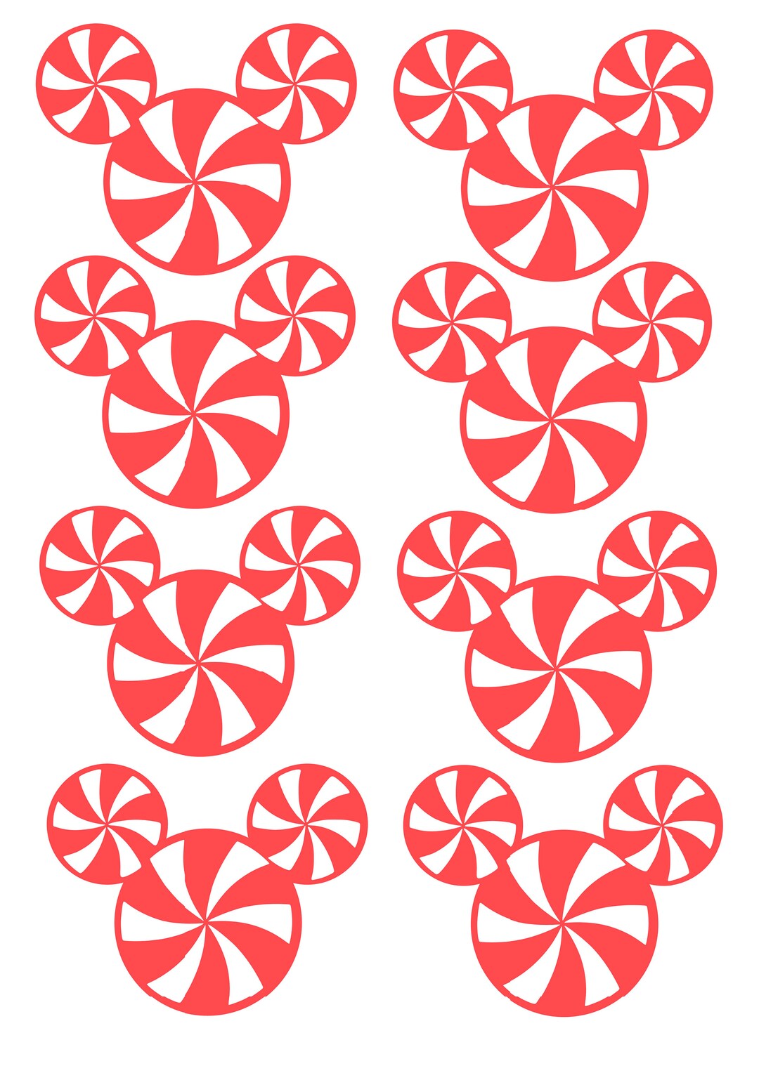 Christmas Candy Cane Mickey Mouse Vinyl Stickers 6 Included - Etsy