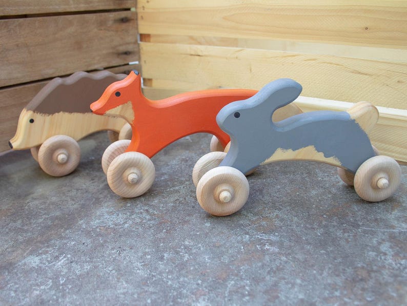 Push Toys | Fox, Rabbit and Hedgehog | Handcrafted - Etsy