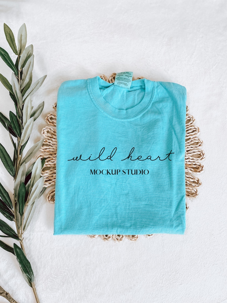 Comfort Colors 1717, Chalky Mint Mockup || Flat Lay, Boho, Minimalist ...