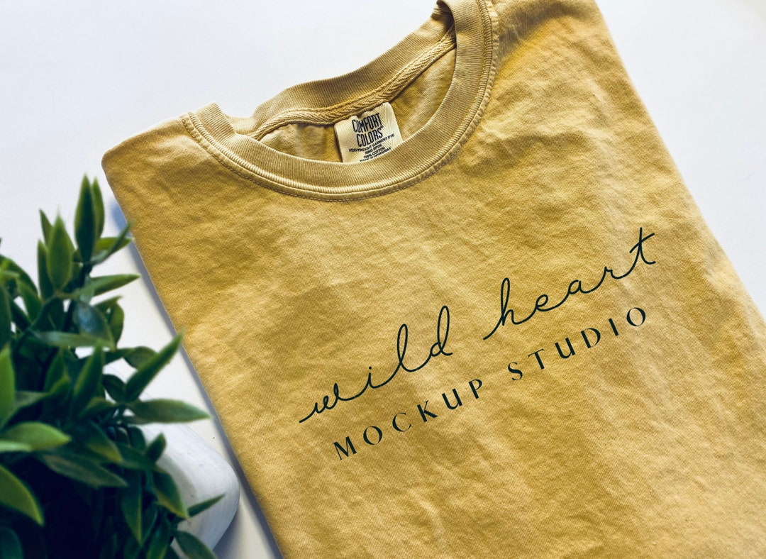 Comfort Colors 1717, Mustard Mockup || Flat Lay, Boho, Minimalist ...