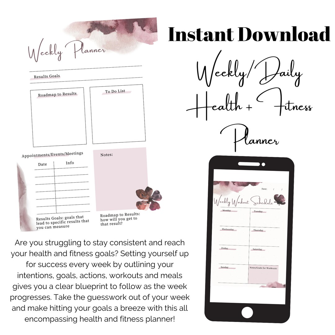Weekly/daily Health and Fitness Planner - Etsy