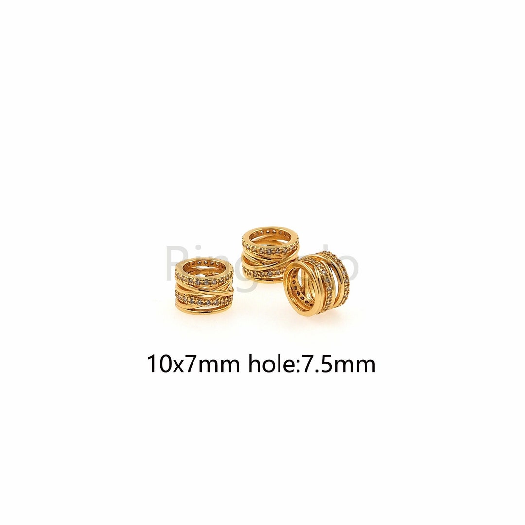18K Gold Filled Cylinder Spacer Beadscz Micro Pave Tube - Etsy