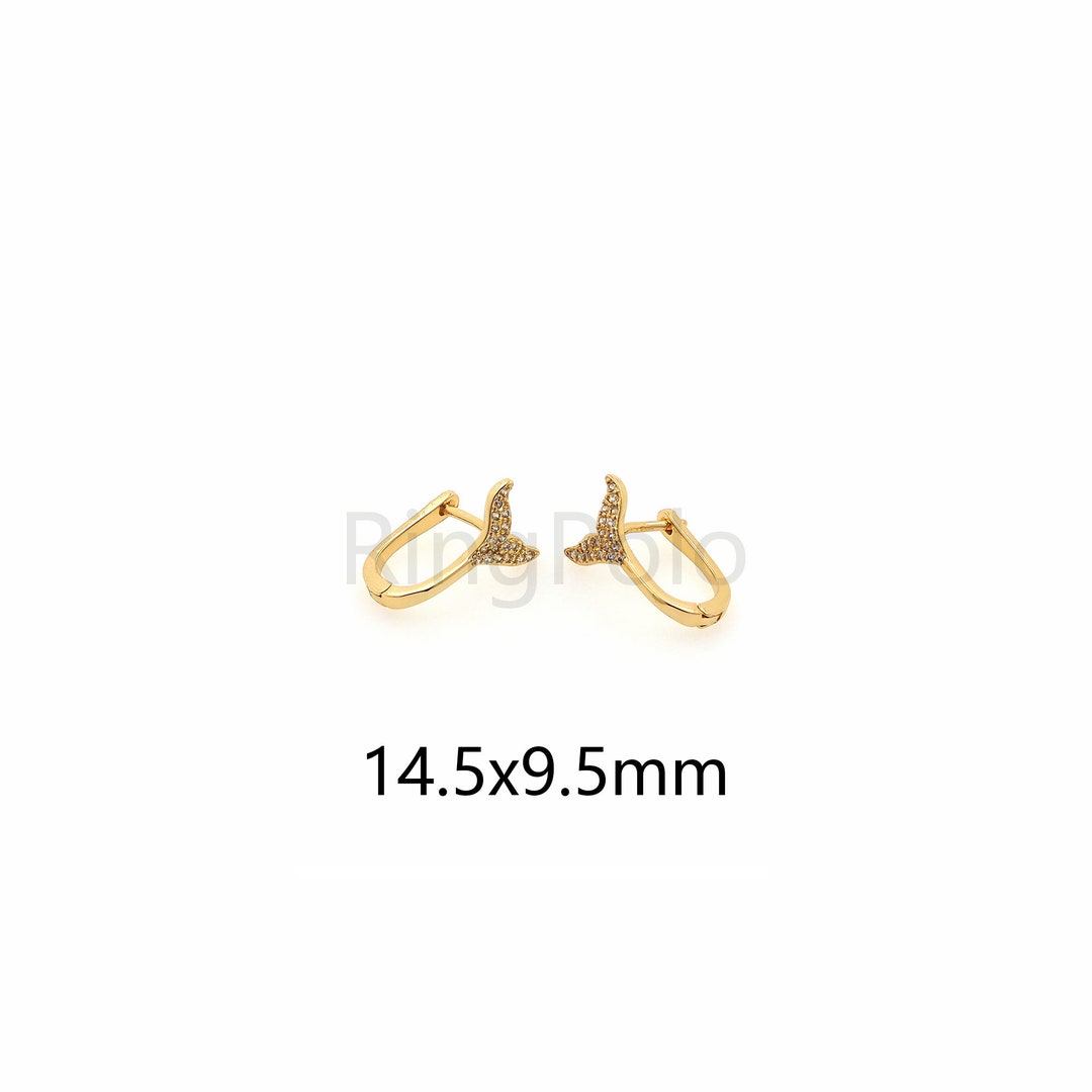 18K Gold Filled CZ Mermaid Tail Earrings,fishtail Hoop Earrings ...