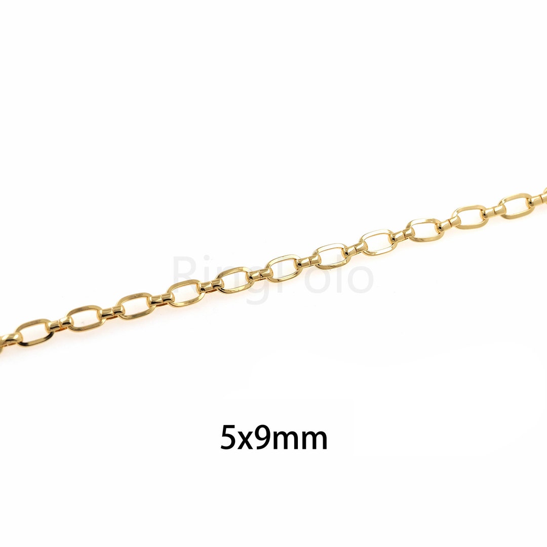 18K Gold Filled Oval Cable Chain,minimalist Paper Clip Chains,gold Oval ...