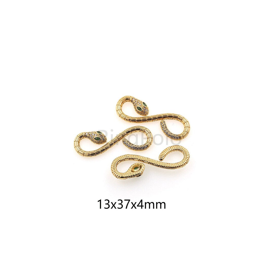 18K Gold Filled Snake Connector,cz Micro Pave Reptile Connector,diy ...