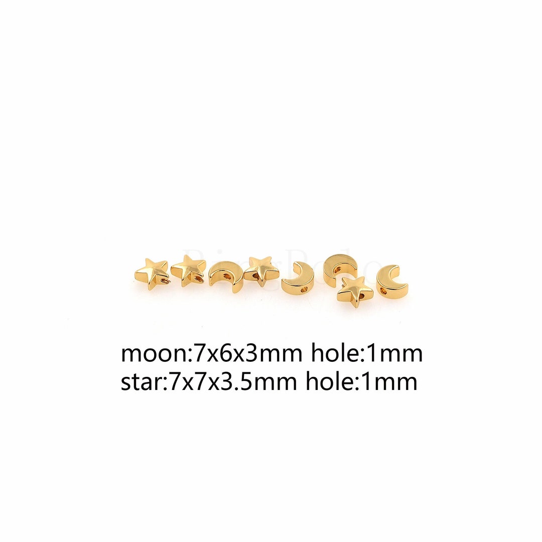18K Gold Filled Star Moon Spacer Beads,gold Star Moon Celestial Spacer ...