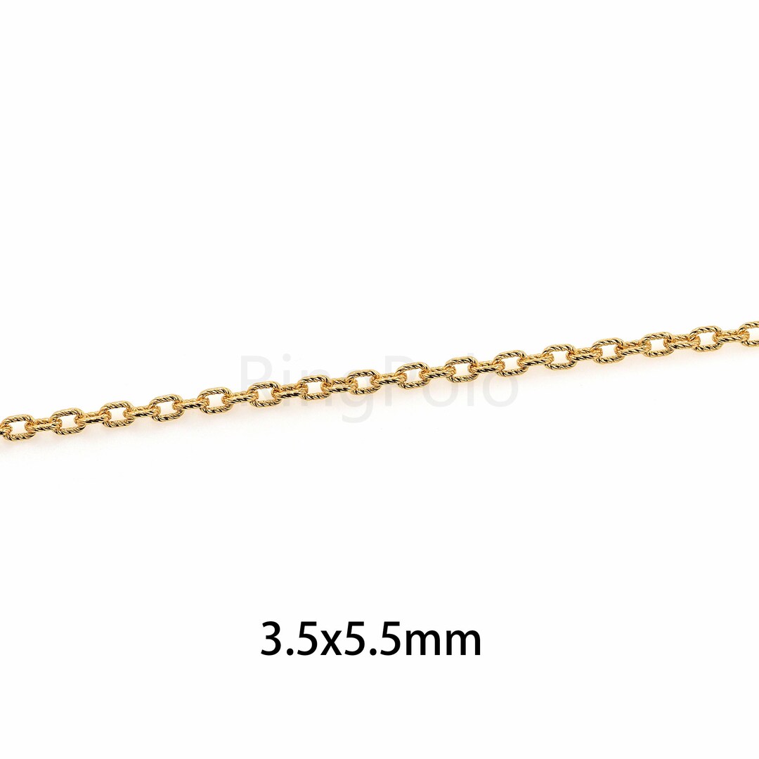 18K Gold Filled Texture Cable Chain,minimalist Chains,gold Oval Paper ...