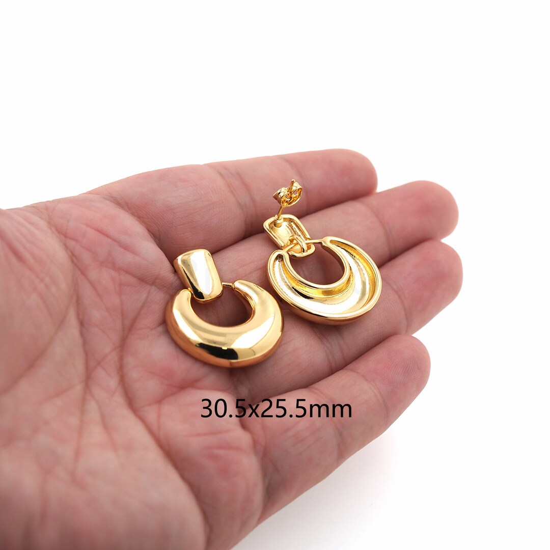 18K Gold Filled Round Stud Earrings,thick Earrings,everyday Earrings,round Dangle Earrings ...
