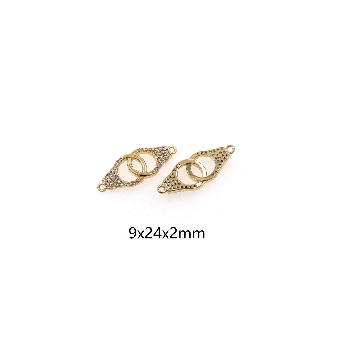 18K Gold Filled Handcuff Connectors,cz Micro Pave Handcuff Charm,diy ...
