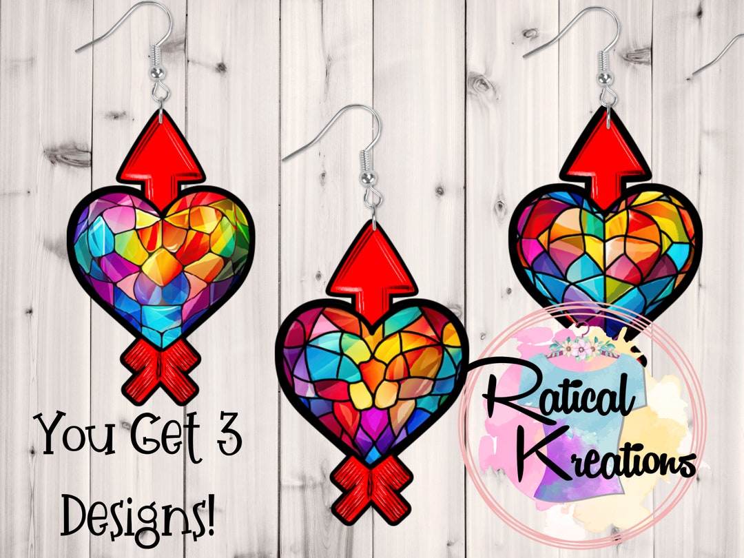 Stained Glass Heart and Arrow Bundle- Sublimation Design Download ...