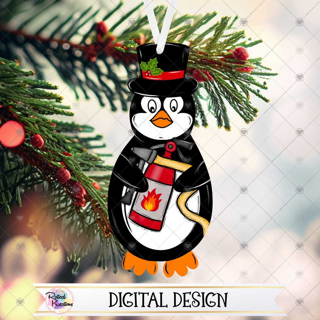 Penguin, Fire Fighter, Sublimation Digital Design, Ornament, Earrings ...