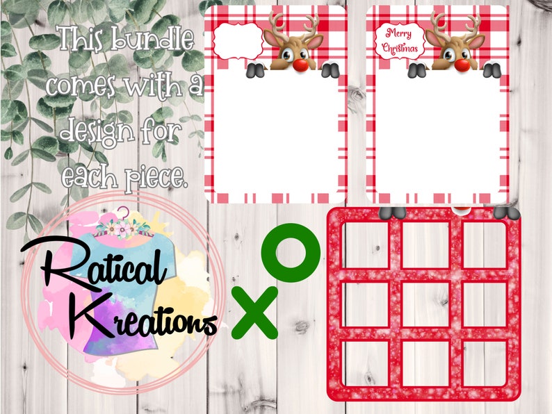 Peeping Reindeer Tic Tac Toe- Sublimation Design Download, Digital ...