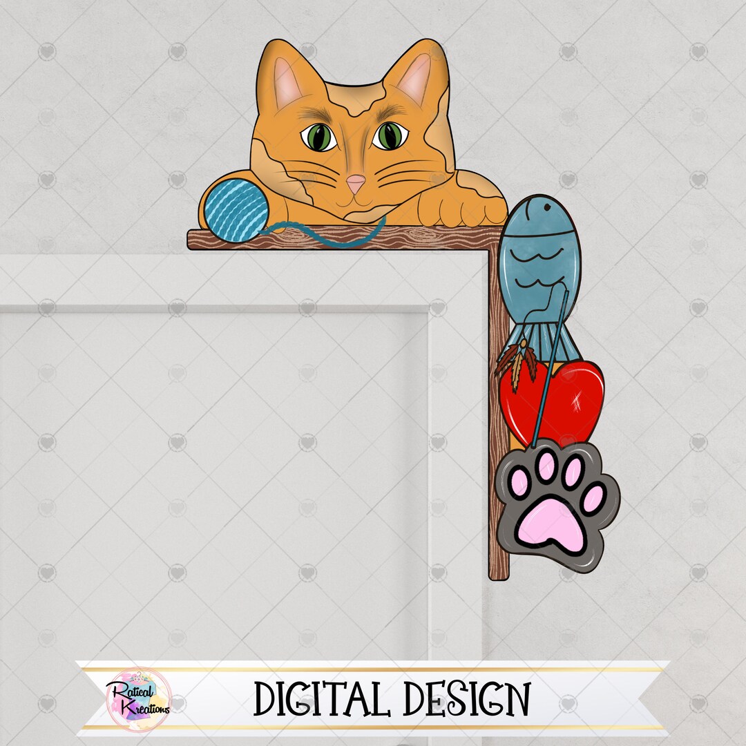 Corner Door Sitter - Cat Peek- Sublimation Design Download, Digital Design Download, Home Decor ...