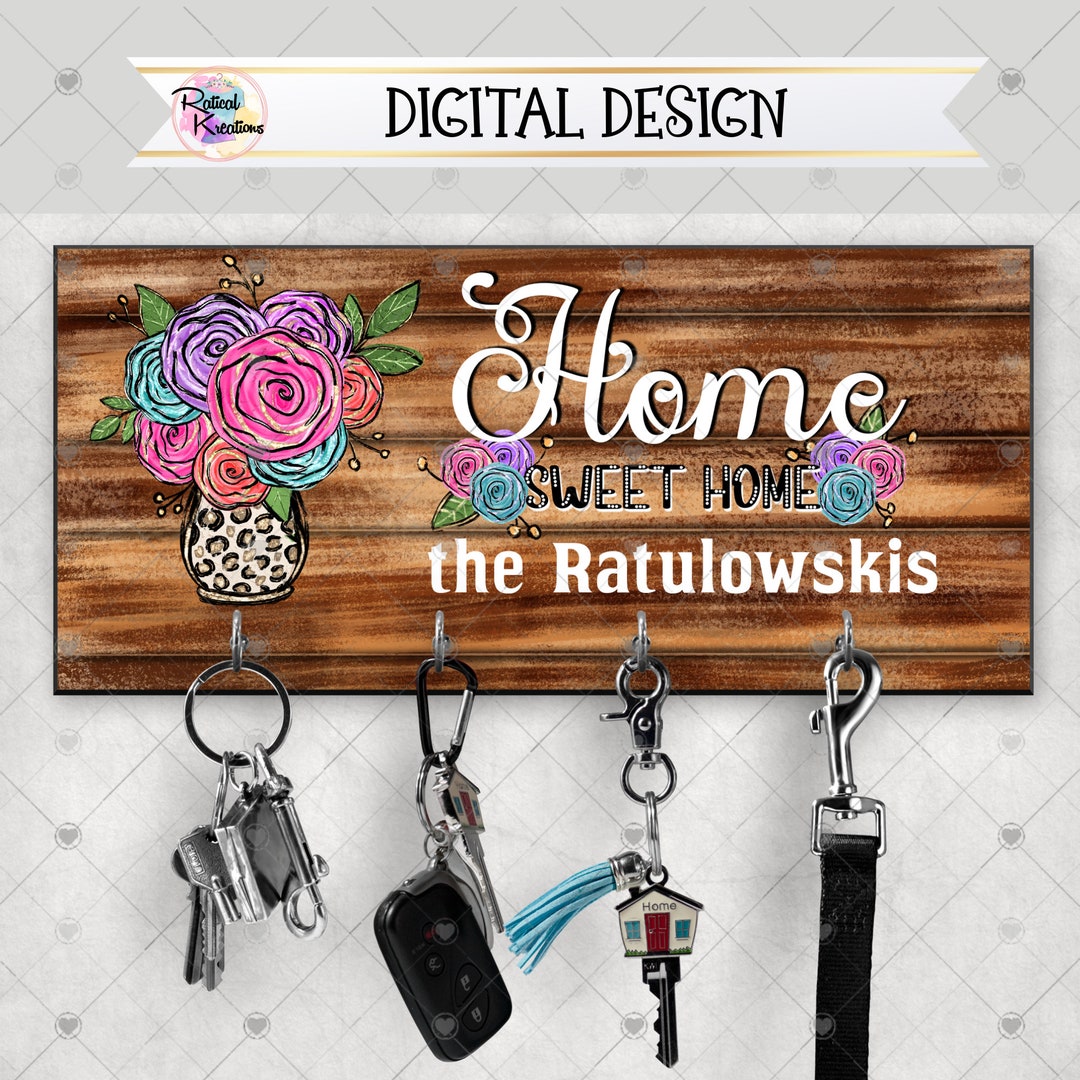 Key Hanger Board- Home Sweet Home, Personalized, Sublimation Digital ...